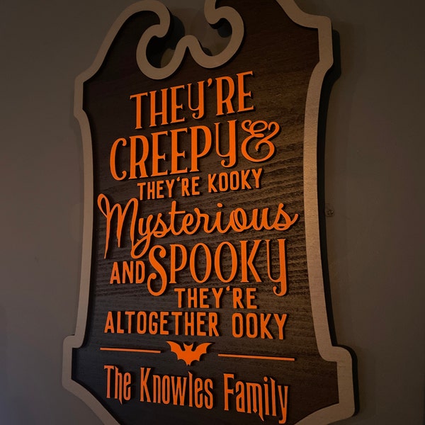 Addams Family Inspired Personalised Halloween Plaque | Halloween ...