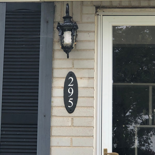 CARVED Slate Vertical Address Sign / Column Plaque / Oval Stone House ...