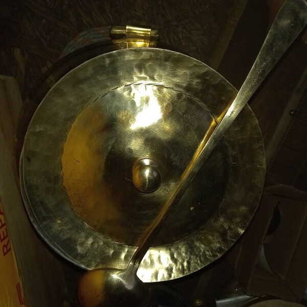 Brass Cooking Pots in Brass Utensils and Cookware With Serving Ladle ...