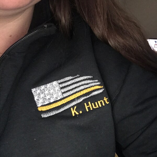 911 Dispatcher Sweatshirt, Thin Gold Line Flag Dispatcher Shirt, First ...