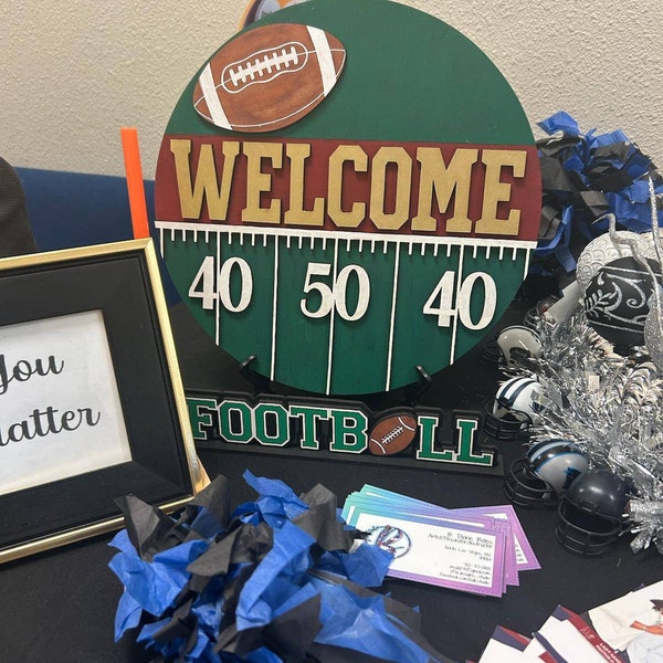Welcome Football, Digital Download, Round Door Hanger Svg, Glowforge ...
