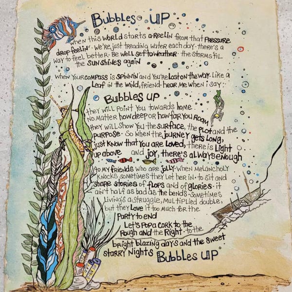Jimmy Buffett Song Lyrics Wall Art Original Pen Drawing on Handmade ...