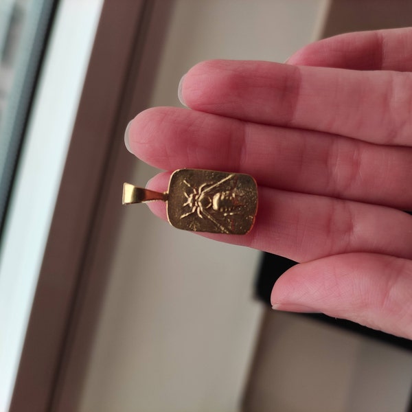 Honey Bee Roman Coin Pendant | 925 Sterling Silver 24K Gold Plated ...