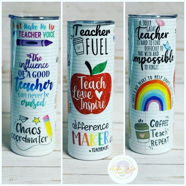 20 Oz Skinny Tumbler Rainbow Glitter Teacher Tumbler, Teach Love ...