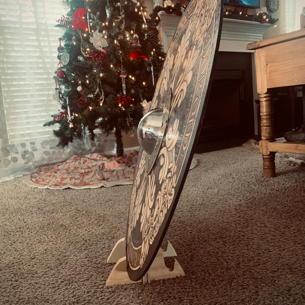 Solid Wood Viking Shield Stand: Display for up to 33" Round Shields - Etsy