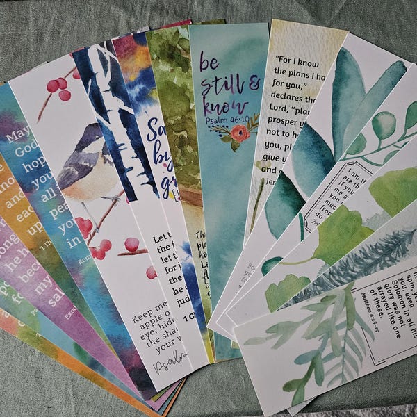 Watercolored Bible Verse Bookmark - Christian Gift - Scripture Bookmark ...