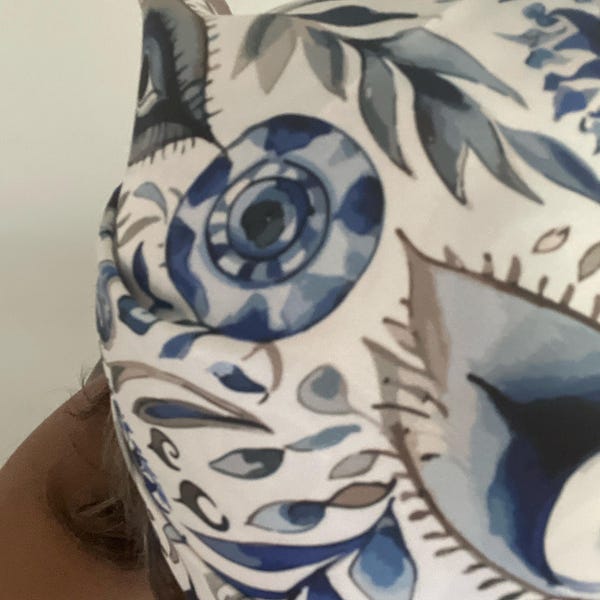 Evil Eye Satin Bandana - Mystical Blue Eye and Floral Pattern Scarf ...