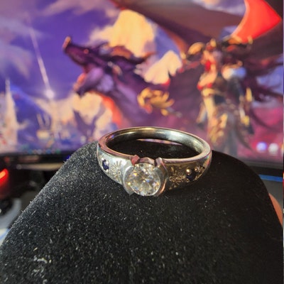 Gamer Engagement Ring in Silver, Palladium or Gold Certified Moissanite ...