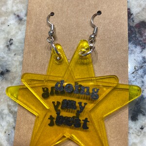 Star Shaped Earrings Doing My Best Earrings Meme Earrings - Etsy