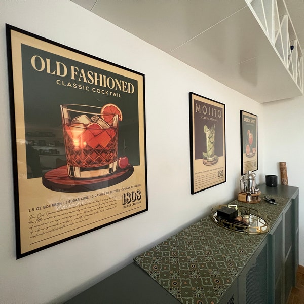 Old Fashioned Cocktail Print, Old Fashioned Cocktail Poster, Bar Wall ...