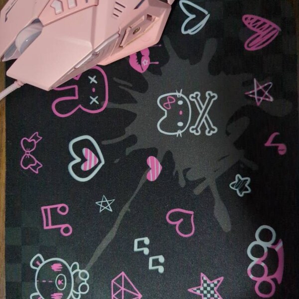 Emo Scribbles Mouse Pad | Aesthetic Gamer Desk Setup | Pink Black Y2k ...