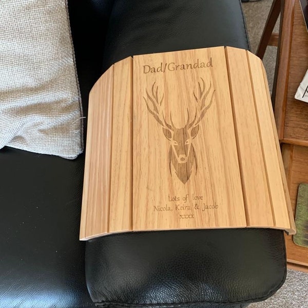 Personalised Stag Sofa Tray & Engraved Message. Adjustable Tray for ...
