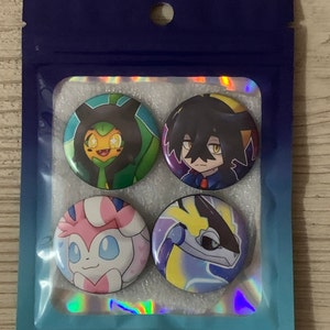 Bug Type Pokemon Pinback Buttons 32mm Caterpie, Butterfree, Volcarona ...