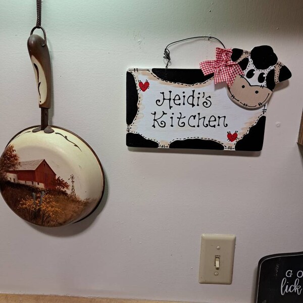 Personalized Cow Country Kitchen Sign Handcrafted Handpainted Wood ...