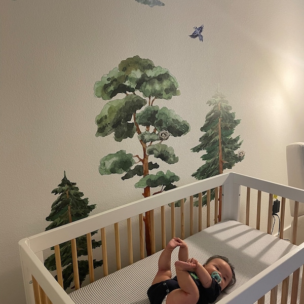 XL Woodland Fabric Wall Decal, Backwoods Woodland Nursery Décor, Forest ...