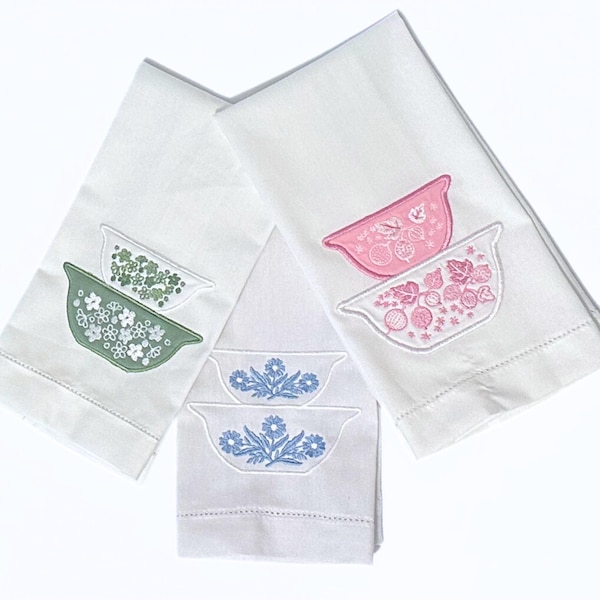 Spring Blossoms Pyrex Bowls Stacked Applique DIGITAL Embroidery Machine ...