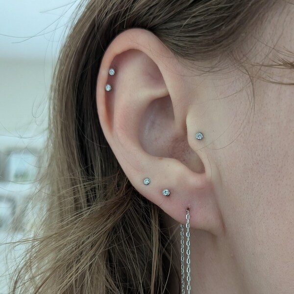 THREADLESS Push Pin Flat Back 16G/18G/20G Labret Stud,implant Titanium ...