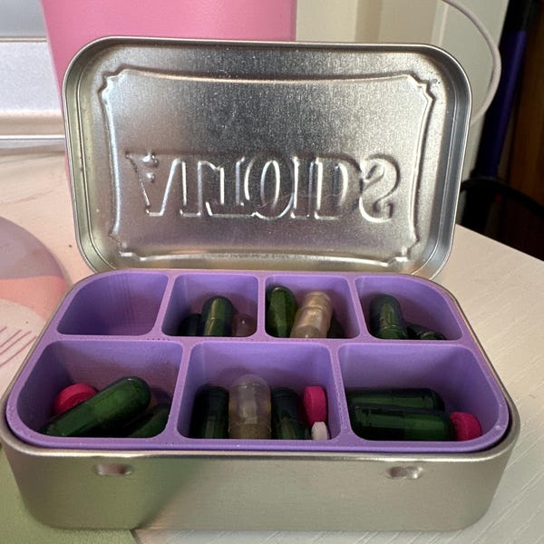 Altoid Tin Insert for Pills - Seven Days a Week Pill Holder, Divider ...