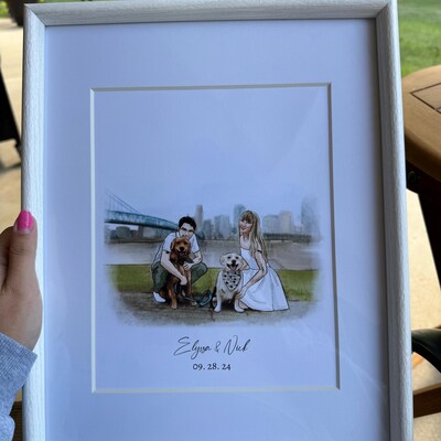 Custom Hand-drawn Watercolor Portrait, LGBTQ Couple Drawing ...