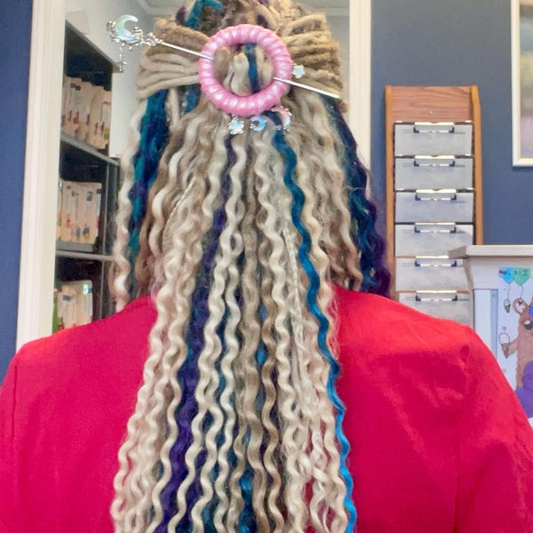 Lace-wrapped Dreadlocks Hair Accessory - Ring Barrette With Wooden ...