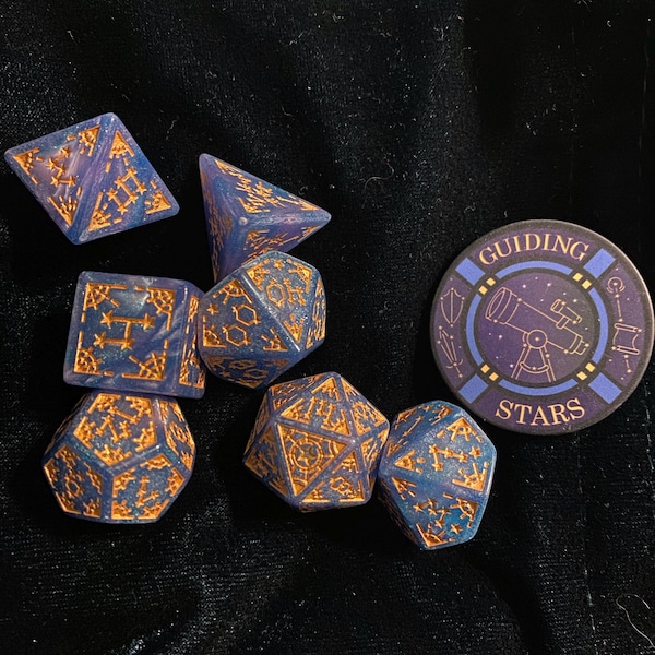 Guiding Stars Exclusive 7 Dice Set | Unique Constellation Star Chart ...