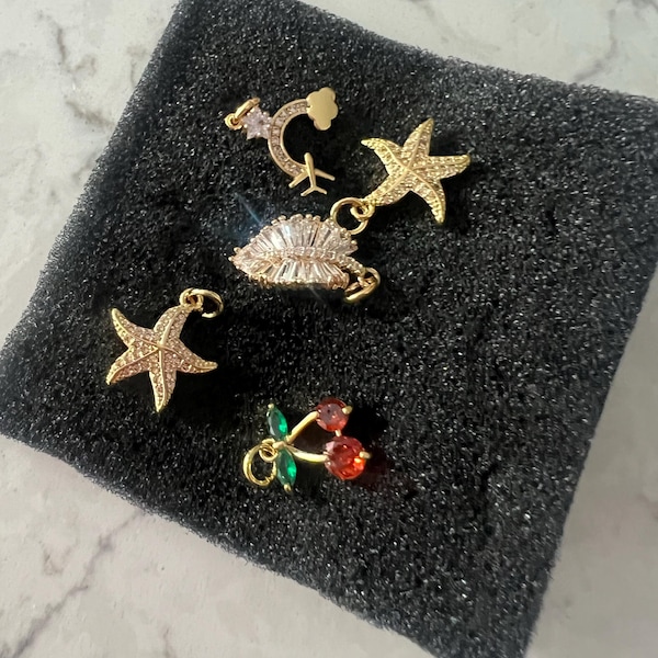 Pomegranate Charm 16K Gold Filled Fruit Charms Red Mini Micro Pave ...