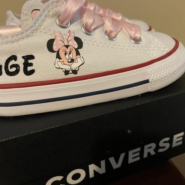 Custom Minnie Mouse Converse, Personalized Minnie Mouse Sneakers, White ...