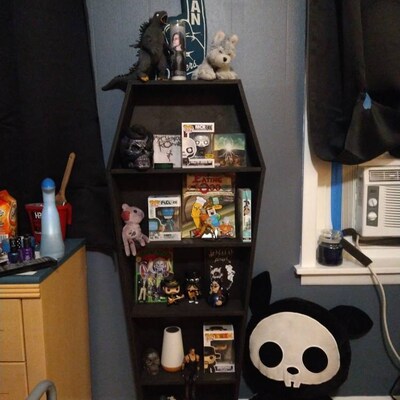 52 Inch Coffin Bookshelf, Goth, Spooky, Home Decor, Bookcase, Mystic ...