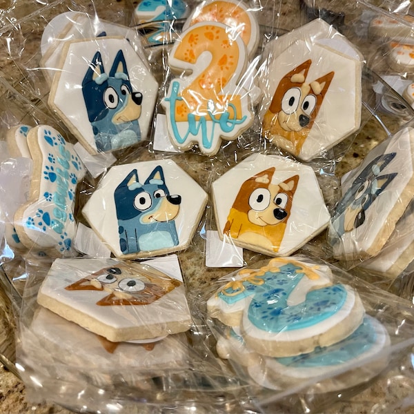 Bluey Sugar Cookies, Birthday Cookies, Royal Icing Cookeis - Etsy