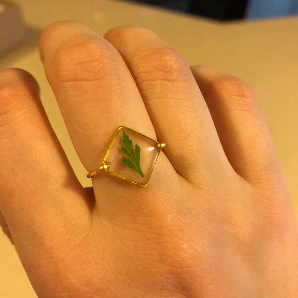 Real Fern Ring/pressed Leaf Ring/plant Ring/resin Ring/botanical Ring ...