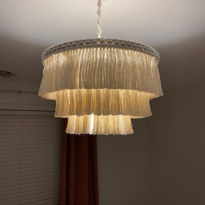 Boho Light Fixture, Fringe Chandelier, Cotton Fringe Pendant Light ...