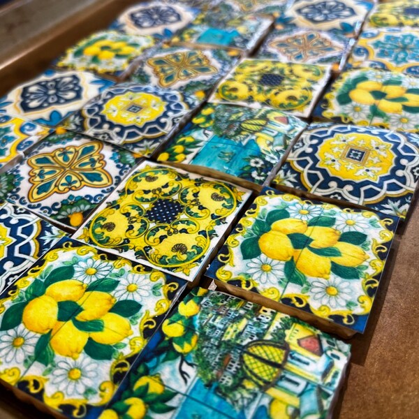 Mediterranean Tile Toppers Italian Ceramic Edible Images Positano Lemon ...