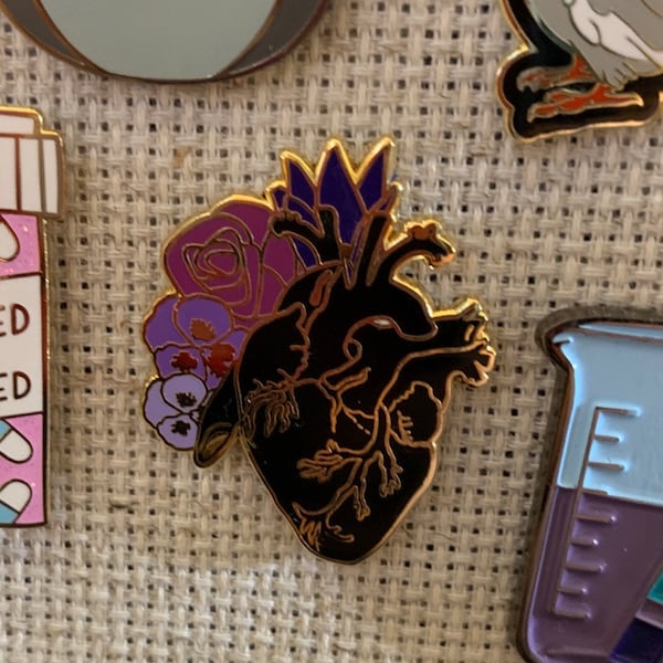 Anatomical Heart Enamel Pin Romantic Pin Romantic Pin Heart Pin Heart ...