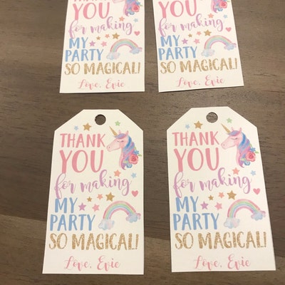 Unicorn Thank You Tag, Unicorn Birthday Tag, Unicorn Party Favor Tag ...