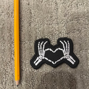 Skeleton Hands Heart Love Embroidered Iron on Patch Halloween Costume ...