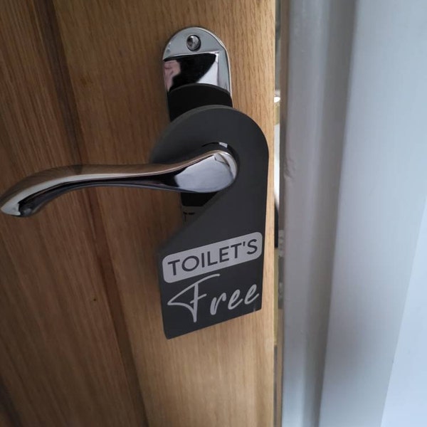 Free / Busy Double Sided Toilet Door Hanger. 4 Styles. Toilet Busy Sign ...