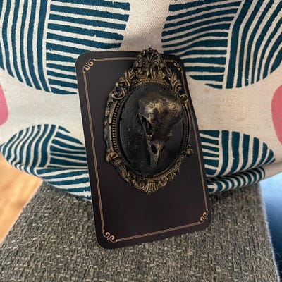 Bronze Raven Skull Brooch, Bird Skull Cameo , Faux Taxidermy, Gothic ...