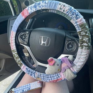 Blue Chinoiserie Patchwork Steering Wheel Cover With Gripper Fabric ...