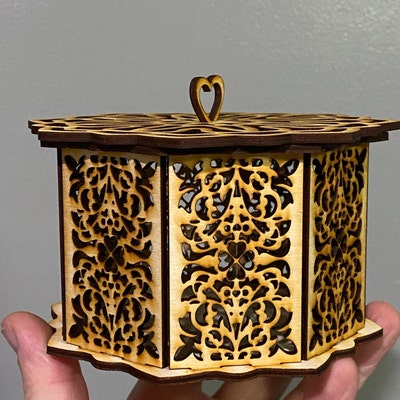 Laser Cut Decorative Wooden Gift Box Laser Cut Jeweler Case Digital ...