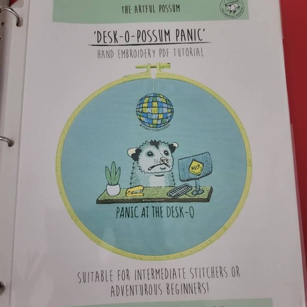 Panic at the Desk-o-possum - Disco Possum Hand Embroidery PDF Template ...
