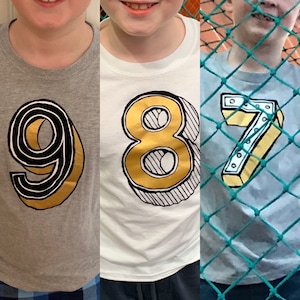 Number Nine T-shirt. 9 Year Old Girl/ Boy Birthday Shirt, 9th Birthday ...