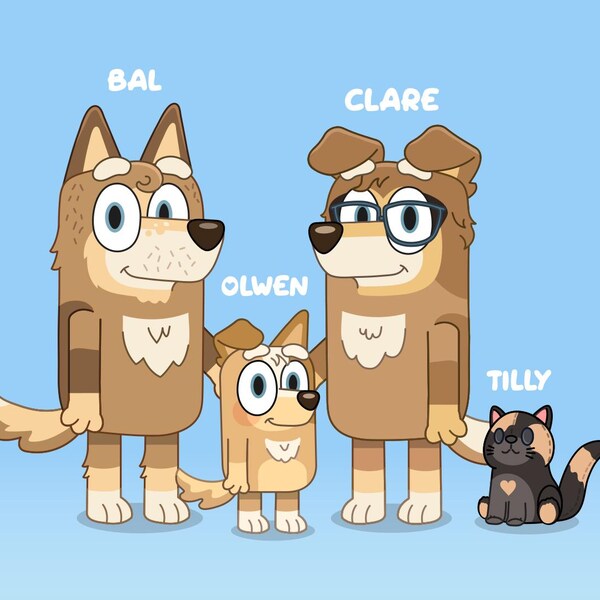 Custom Personalized Bluey Style Family Character Portrait | *7+ Members ...