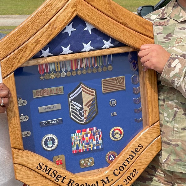 Handcrafted Air Force Smsgt Shadowbox - Military Shadowbox- Retirement ...
