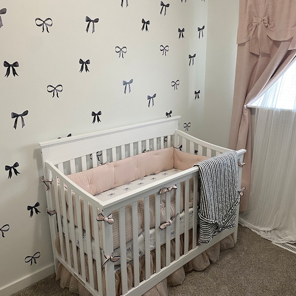 Pink Bows Decal, Coquette Room Decor, Coquette Wall Decal, Bow Wall ...