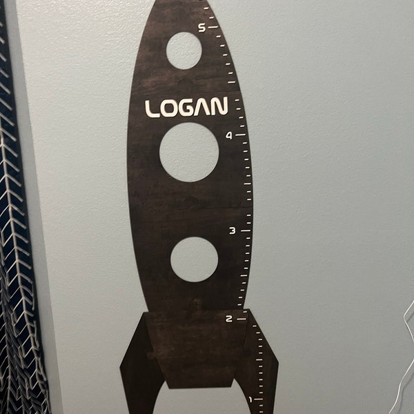 Kids Wooden Growth Height Chart Ruler, Space Theme Nursery Decor ...