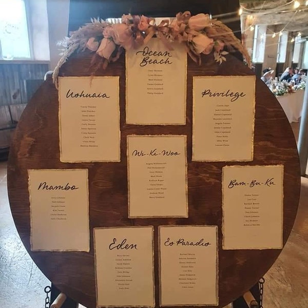 Table Numbers Handwritten on Handmade Paper With Gold Leaf Edges ...