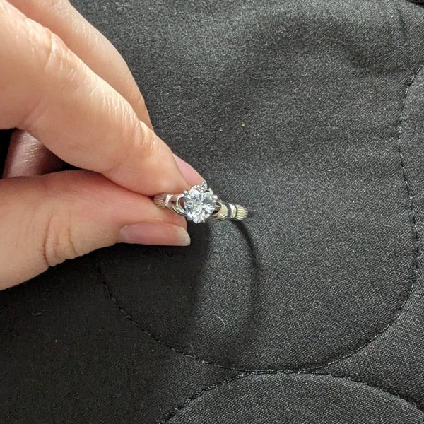Irish Claddagh Promise Ring, Heart Simulated Diamond Accent Claddagh ...