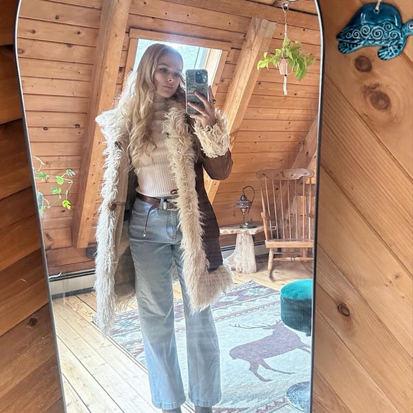 Penny Lane Coat Women Fur Coat Afghan Coat Toscana Fur Trim Brown 1980 ...