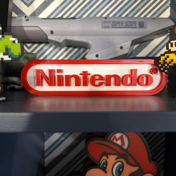Nintendo Video Game Logo Sign 8.5in (3D Printed, Man Cave, Game Room ...