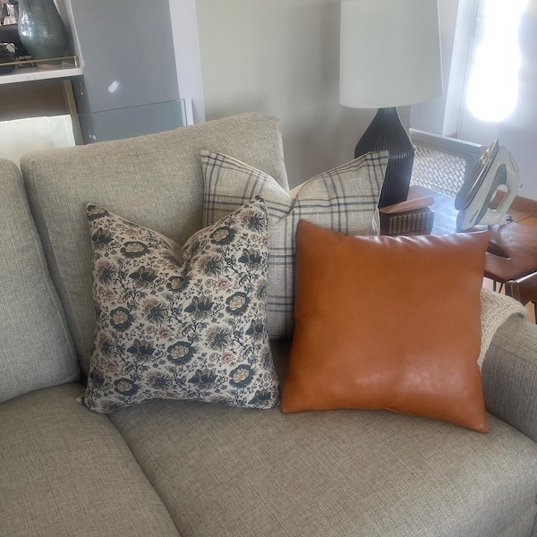 Everett Check Pillow Cover, Sand and Ivory Small Check Pattern ...